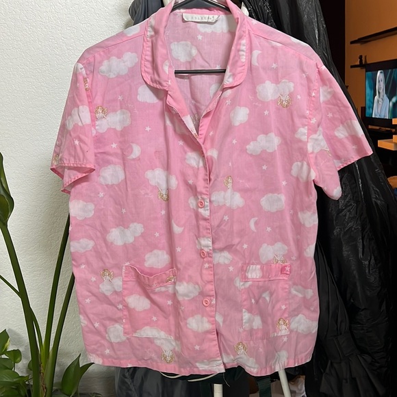 esleep | Tops | Esleep Angle And Cloud Button Up | Poshmark